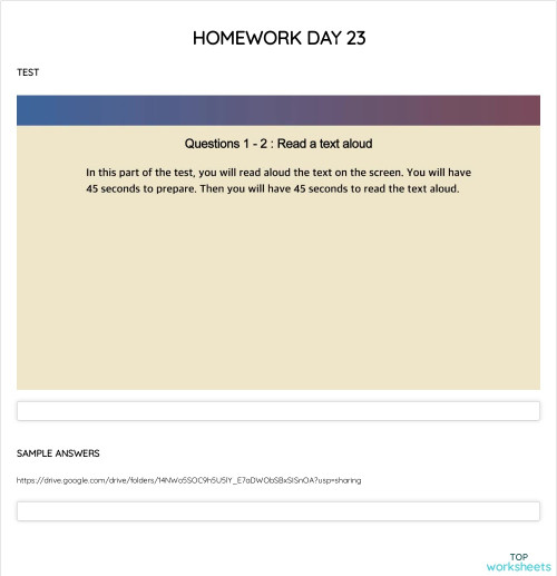 HOMEWORK DAY 23. Interactive worksheet | TopWorksheets