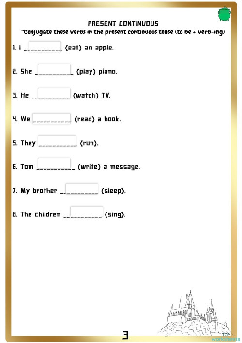 Present continuous-negations/questions. Interactive worksheet ...