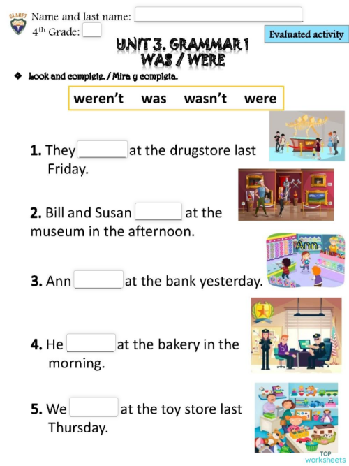 4th G. Unit 3. Grammar 1. Evaluated activity. Interactive worksheet ...