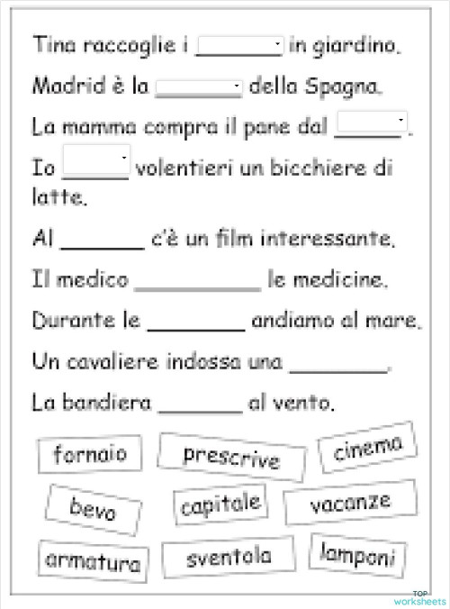 testo a più opzioni. Scheda interattiva | TopWorksheets