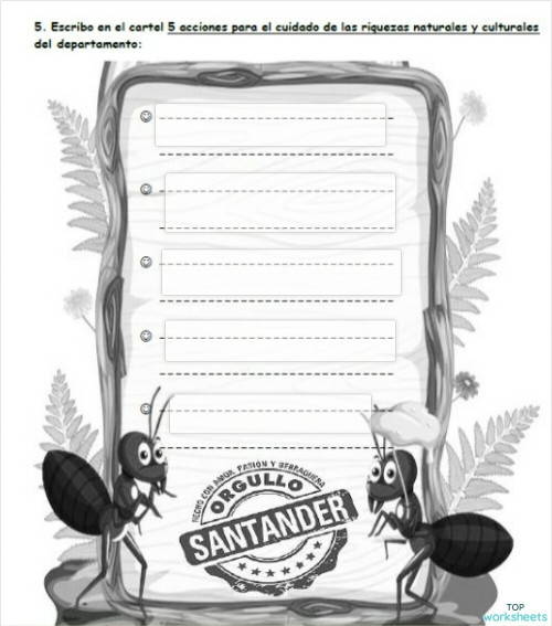 Acciones para cuidar a Santander. Ficha interactiva | TopWorksheets
