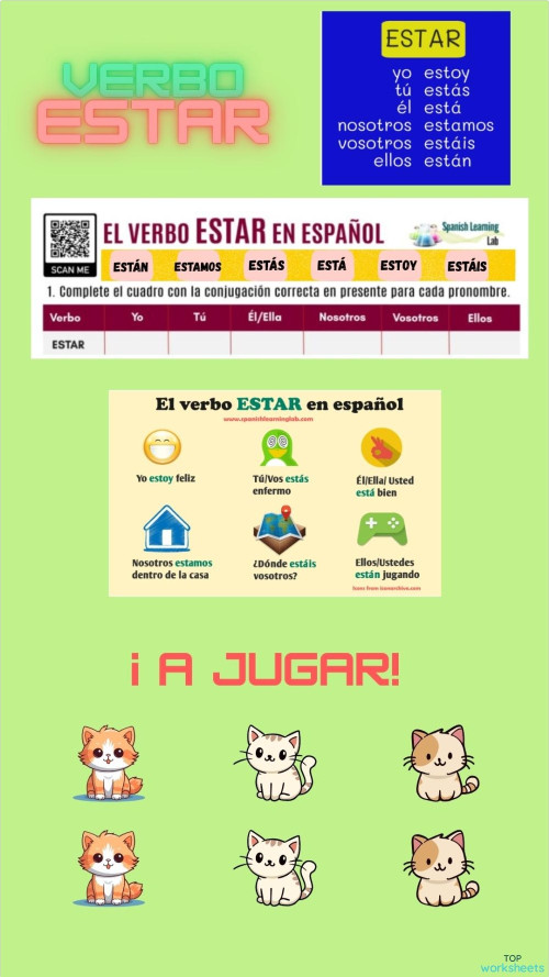 Verbo ESTAR. Ficha interactiva | TopWorksheets