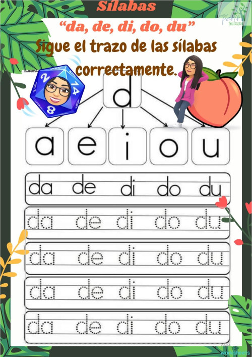Tarea sílabas con "d"_Mtra. Faby. Ficha interactiva | TopWorksheets