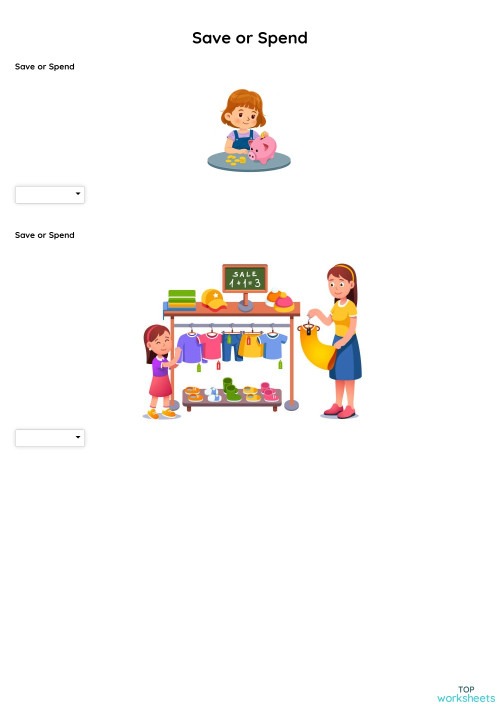 Save or Spend. Interactive worksheet | TopWorksheets