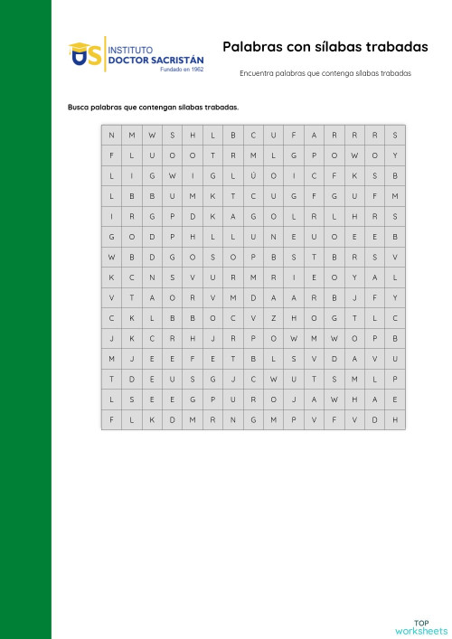 Palabras con sílabas trabadas. Ficha interactiva | TopWorksheets
