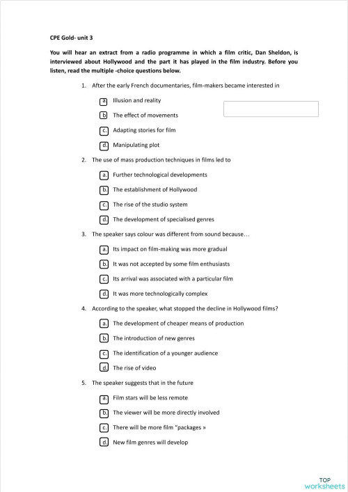 Listening: interactive worksheets and online exercises | TopWorksheets