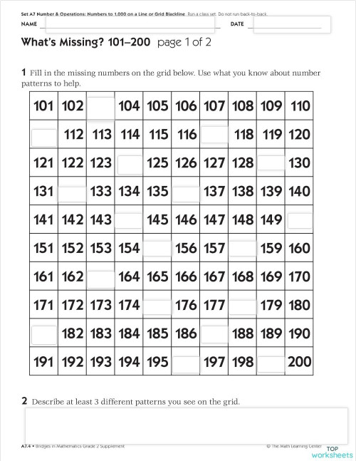 What's Missing? 101-200. Interactive worksheet | TopWorksheets