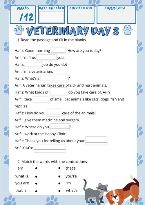 Veterinary ***. Interactive worksheet | TopWorksheets