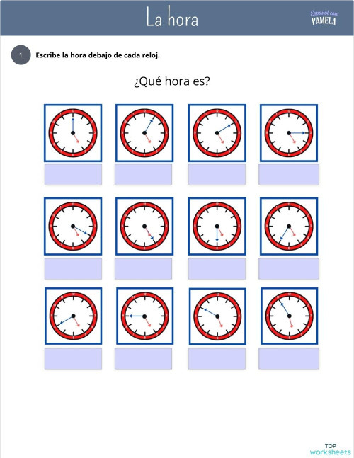 La hora (rutina). Ficha interactiva | TopWorksheets