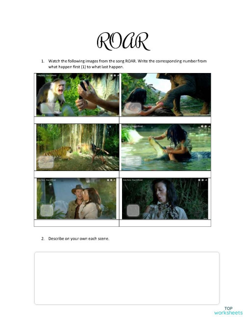 Roar song.. Interactive worksheet | TopWorksheets