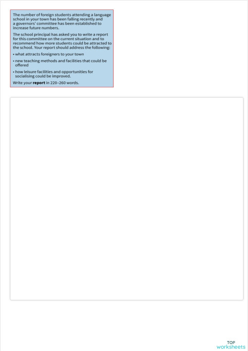 writing task CAE- report. Interactive worksheet | TopWorksheets