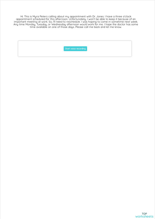 Record your voice. Interactive worksheet | TopWorksheets