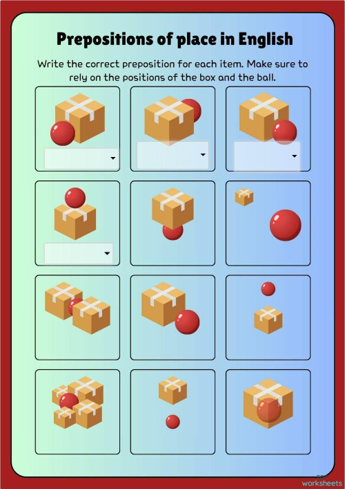 PREPOSITIONS OF PLACE IN ENGLISH.POSITION.. Interactive worksheet ...