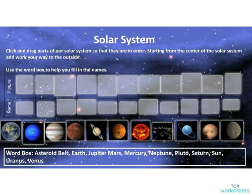 Solar System Sort. Interactive worksheet | TopWorksheets