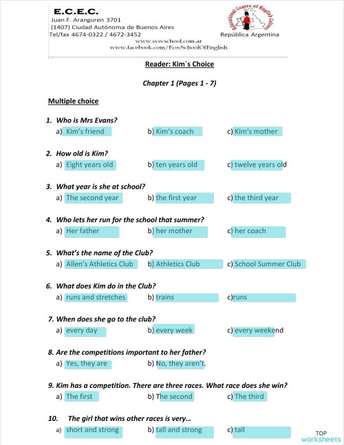 Reader / Pages 1-7. Interactive worksheet | TopWorksheets