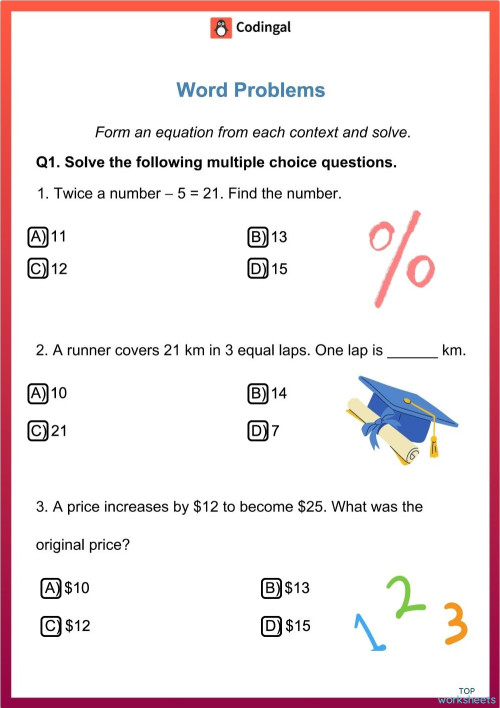 M_G08M08L21_WA02_Solving_Linear_Equations_(Multi-Step)_4. Interactive worksheet | TopWorksheets