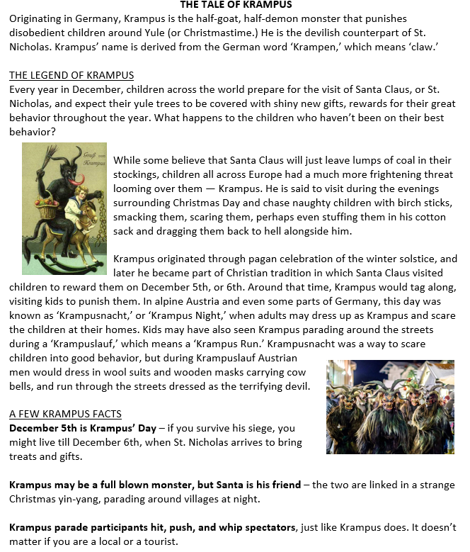 The Tale of Krampus. Interactive worksheet | TopWorksheets