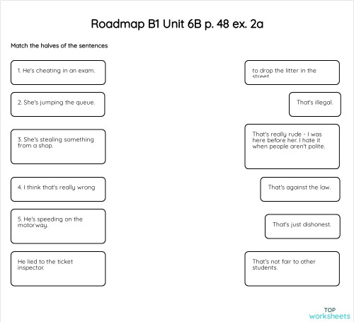 Roadmap B1 Unit 6B p. 48 ex. 2a. Interactive worksheet | TopWorksheets
