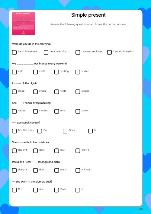 Simple present. Interactive worksheet | TopWorksheets
