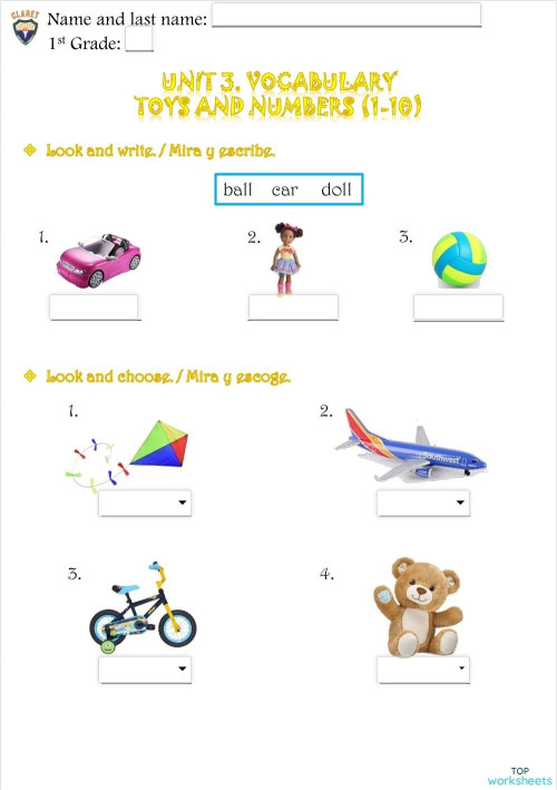 1st G. Unit 3. Vocabulary.. Interactive worksheet | TopWorksheets