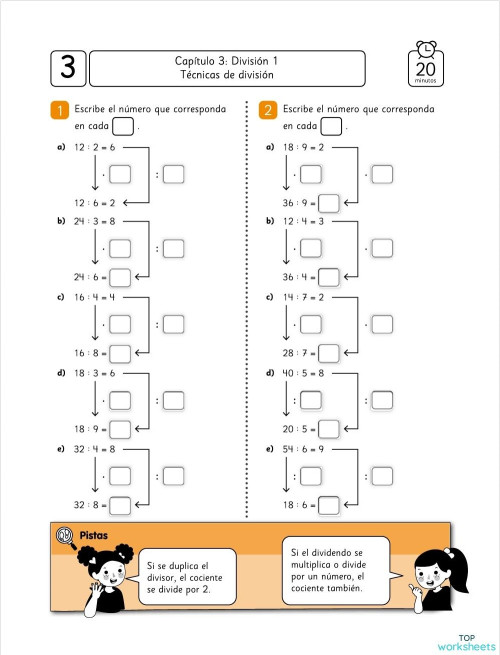 División: fichas interactivas y ejercicios online | TopWorksheets