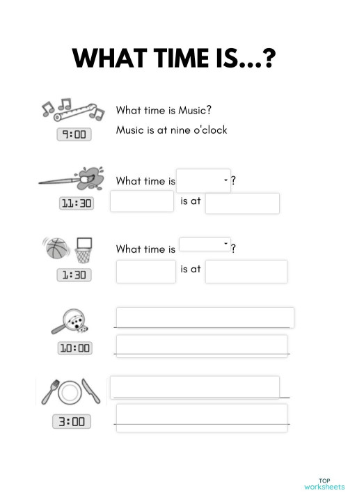 What time is...?. Interactive worksheet | TopWorksheets