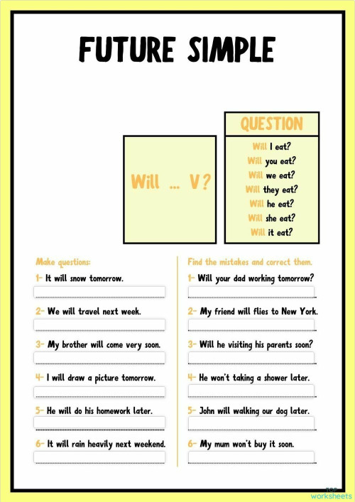 Future Simple Tense Questions and Mistakes. Interactive worksheet | TopWorksheets