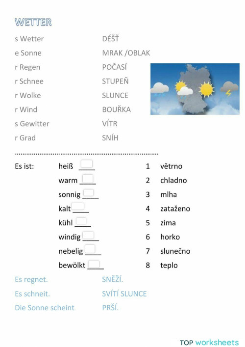 Wetter. Interaktives Arbeitsblatt | TopWorksheets