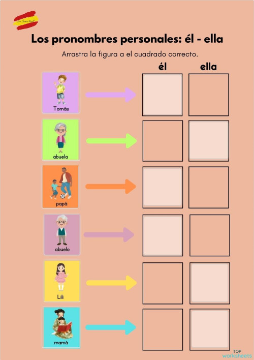 Los pronombres personales: él - ella. Ficha interactiva | TopWorksheets