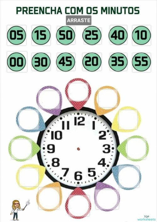 Relógio, horas e minutos. Ficha interativa | TopWorksheets