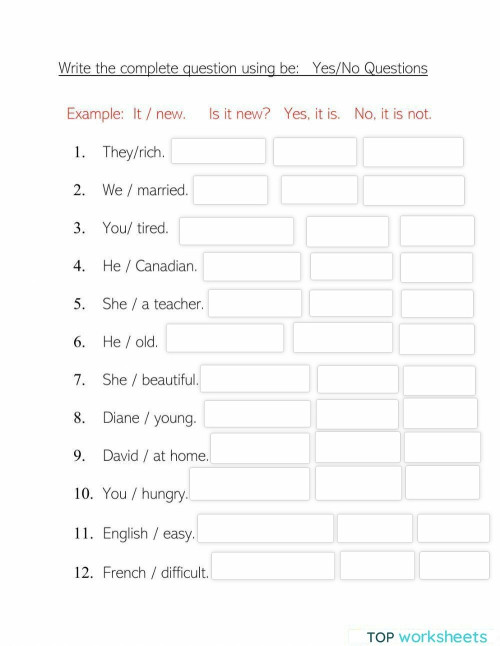 Questions with Be Yes No. Interactive worksheet | TopWorksheets