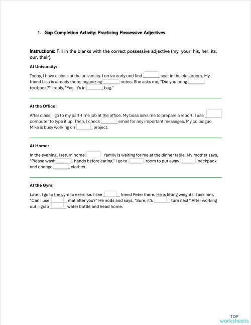 Possessives. Interactive worksheet | TopWorksheets