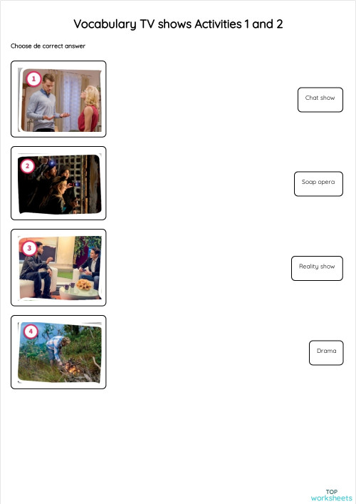Vocabulary TV shows Activities 1 and 2. Interactive worksheet ...