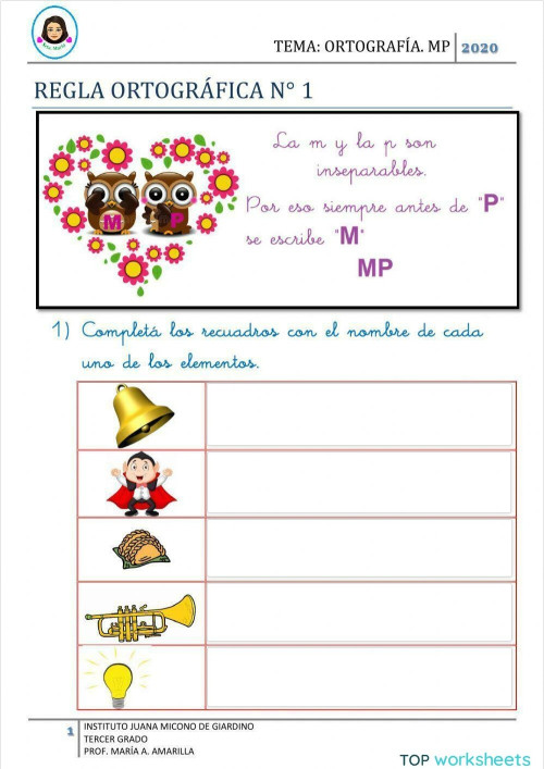Regla ortográfica MP. Ficha interactiva | TopWorksheets