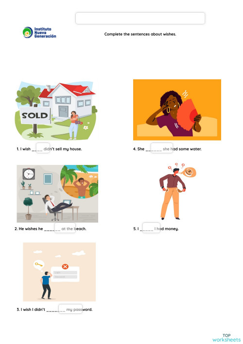 Sentences about wishes!. Interactive worksheet | TopWorksheets