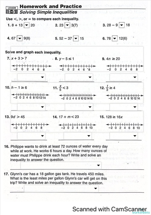Lesson 1.5 Solving simple Inequalities (8th) (Copied). Interactive ...