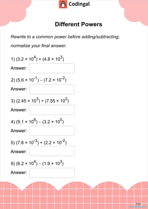 M_G08M07L18_WE02_Operations_with_Scientific_Notation_6. Interactive worksheet | TopWorksheets