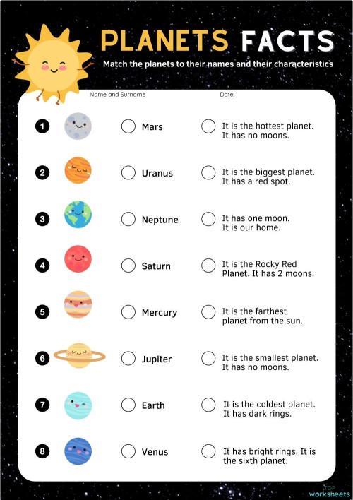 Planets facts. Interactive worksheet | TopWorksheets