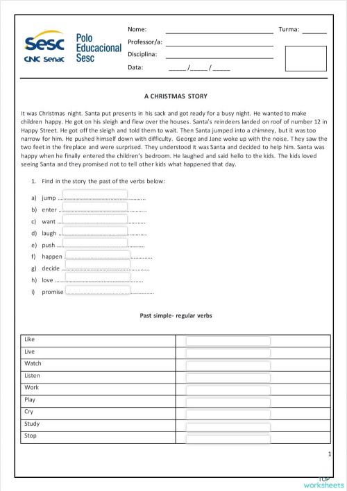 chritmas simple past. Interactive worksheet | TopWorksheets