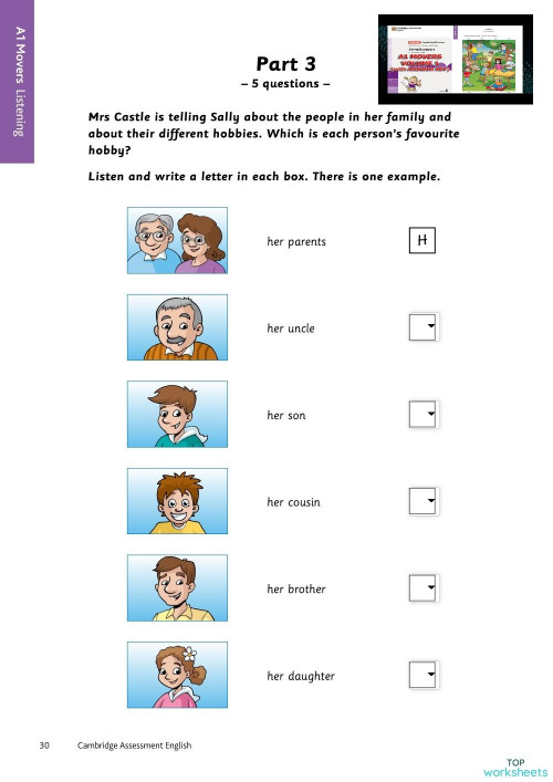Movers_Sample test 2018_P3,4. Interactive worksheet | TopWorksheets