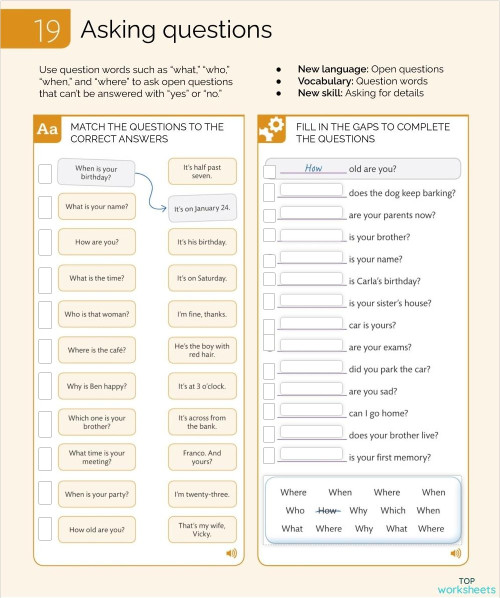Asking Questions - To Be / Don't-Doesn't. Interactive worksheet ...