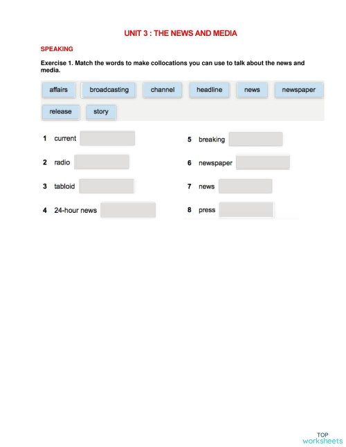 Speaking: interactive worksheets and online exercises | TopWorksheets