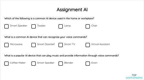 Assignment AI. Interactive worksheet | TopWorksheets