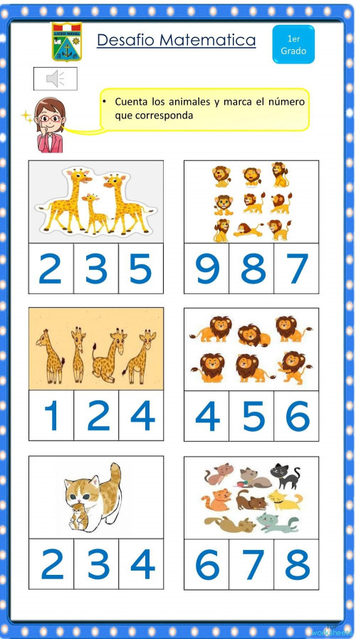 Contar números del 1 al 9. Ficha interactiva | TopWorksheets