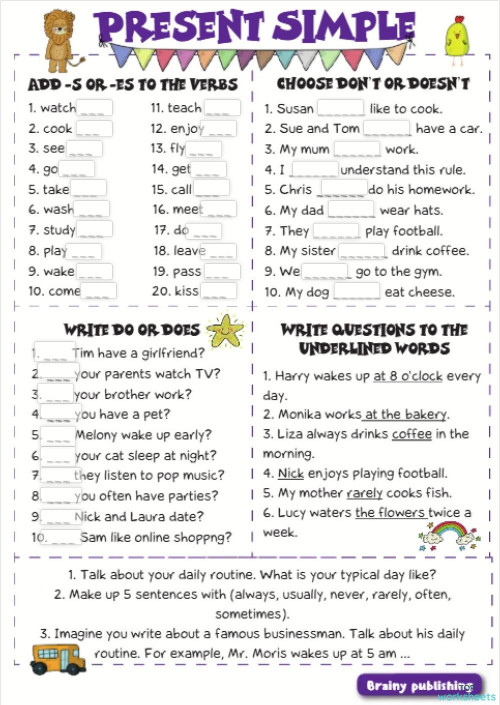 PRESENT SIMPLE. Interactive worksheet | TopWorksheets