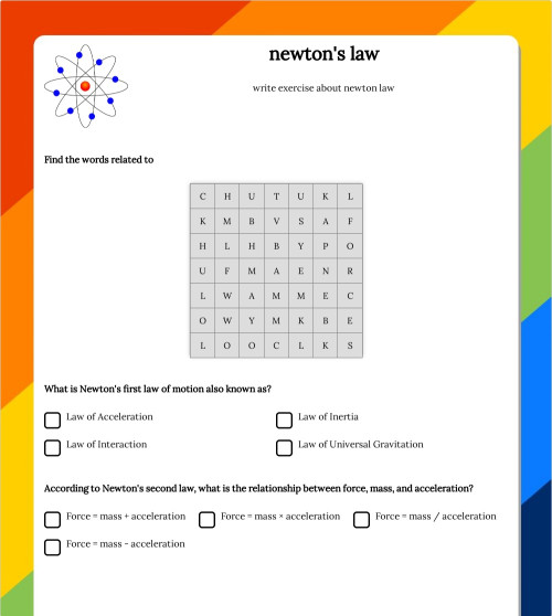 newton's law. Interactive worksheet | TopWorksheets