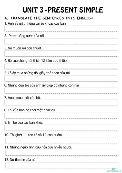 GRADE C - PRESENT SIMPLE 1. Interactive worksheet | TopWorksheets