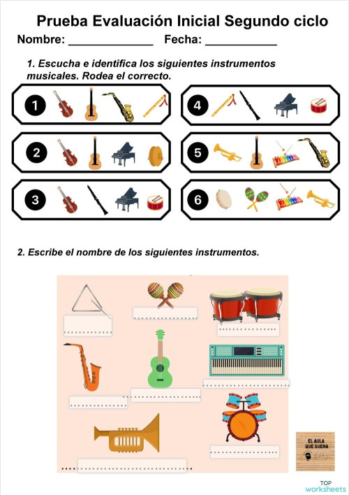 EVALUACIÓN INICIAL SEGUNDO CICLO. Ficha interactiva | TopWorksheets