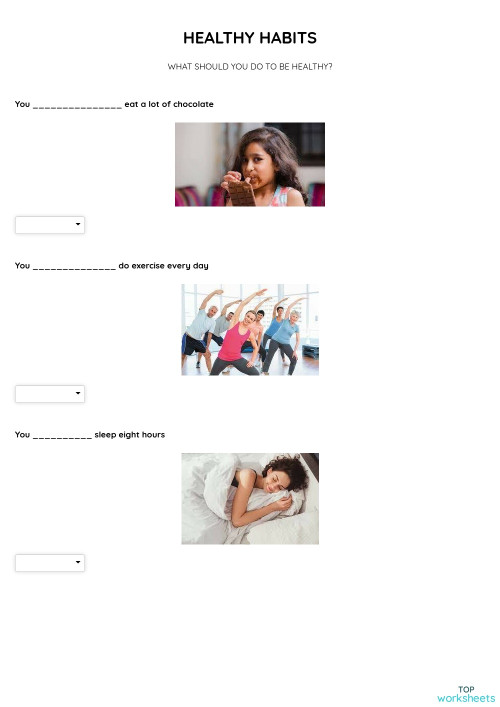 healthy habits: interactive worksheets and online exercises | TopWorksheets