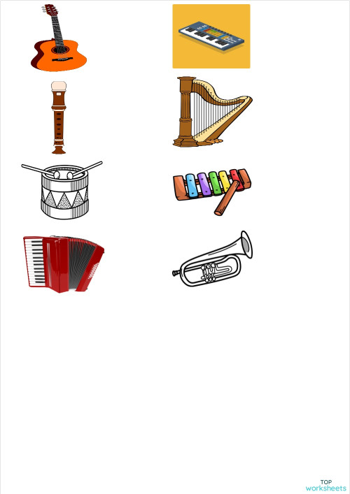 Matching Intruments by their type. Interactive worksheet | TopWorksheets